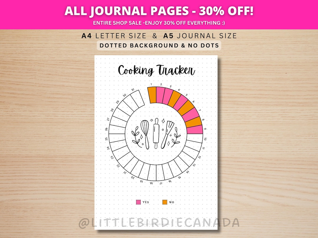 Cooking Tracker - PRINTABLE Journal Page - Planner Page - Tracking ...
