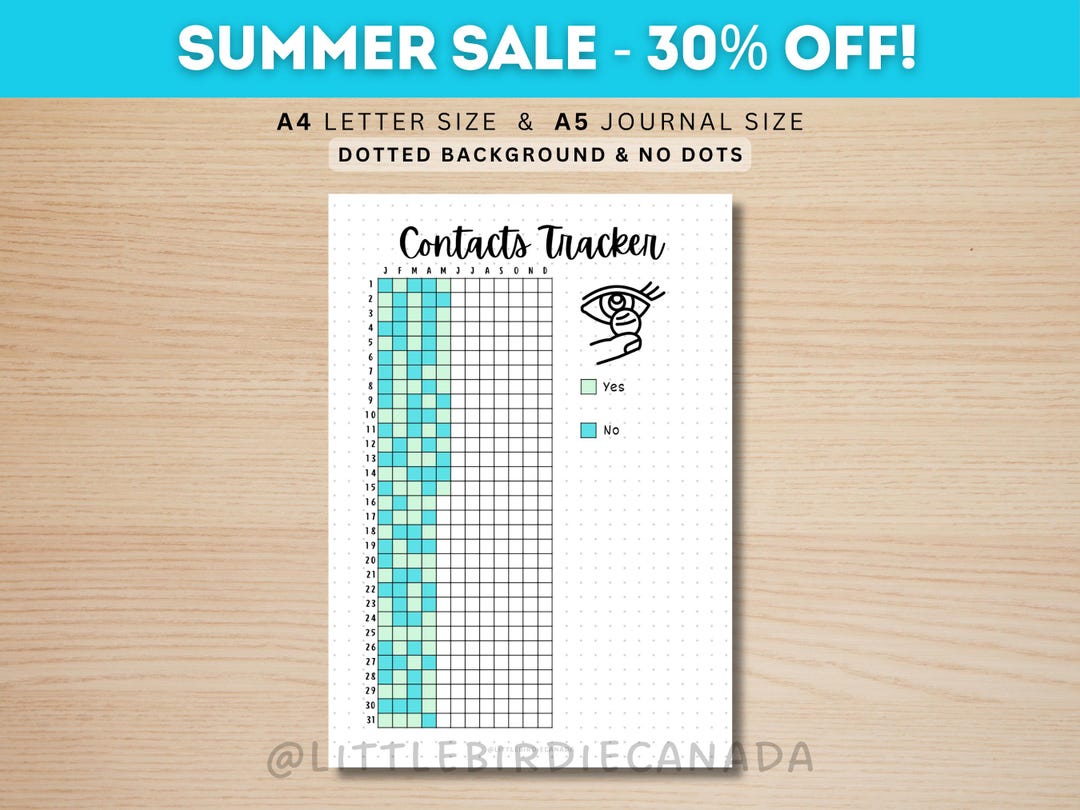 Contacts Tracker Yearly - PRINTABLE Journal Page - Planner Page ...