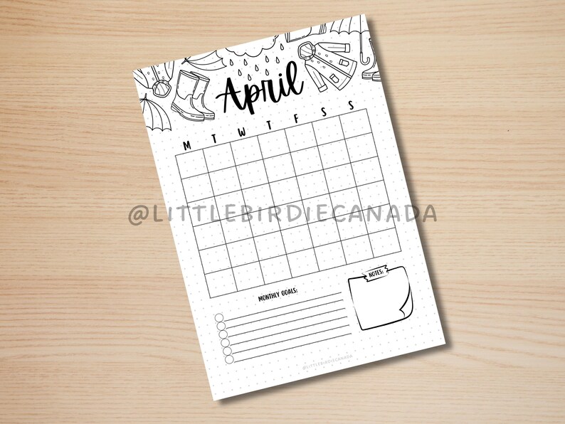 April Title Page and Calendar - PRINTABLE Calendar - April Showers ...