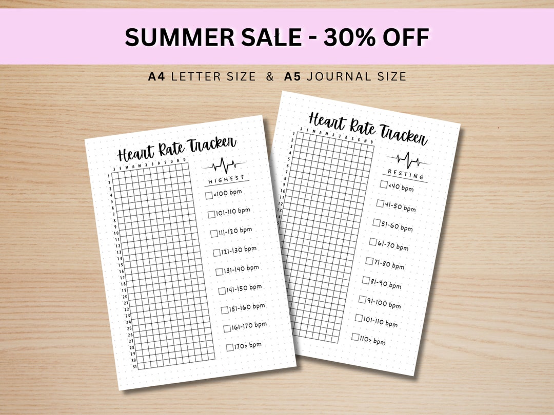 Heart Rate Tracker PRINTABLE Journal Page Heart Rate Monitor Heart Rate ...