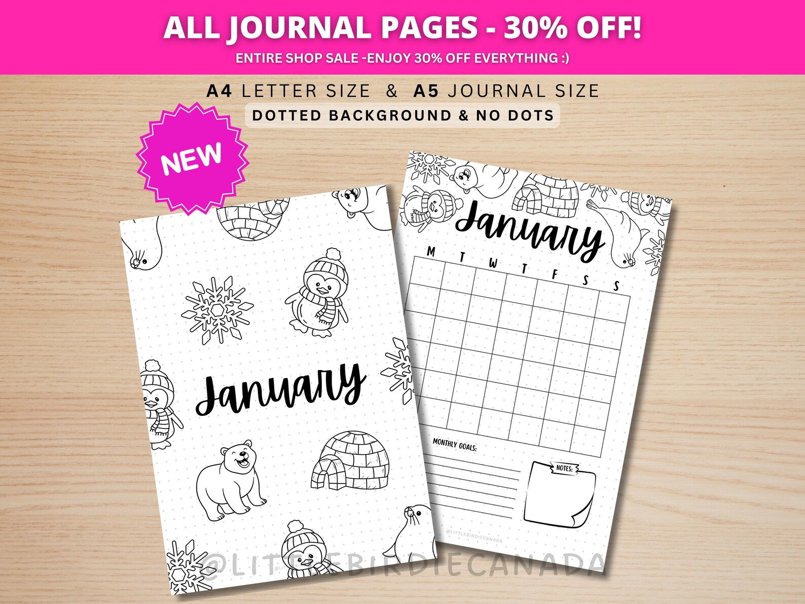 January Title Page and Calendar - PRINTABLE Calendar - Arctic Animals ...