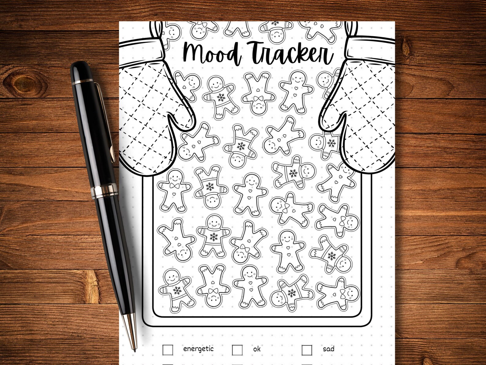 Gingerbread Mood Tracker - PRINTABLE Journal Page - Planner Page ...