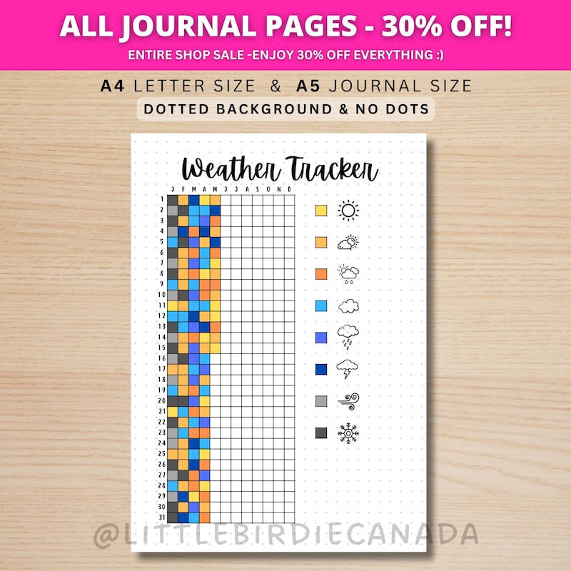 Weather Tracker for Journal - Etsy