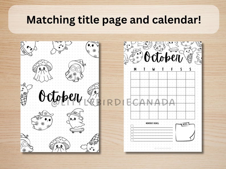 October Title Page and Calendar - PRINTABLE Calendar - Cute Halloween ...