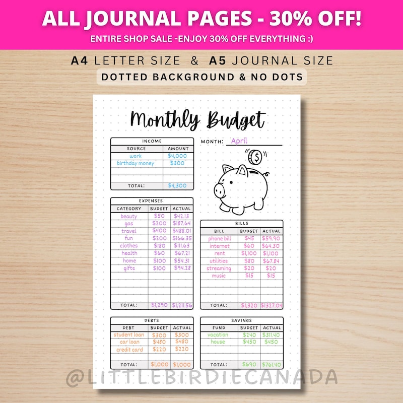 A5 Monthly No Spend Tracker - Etsy UK