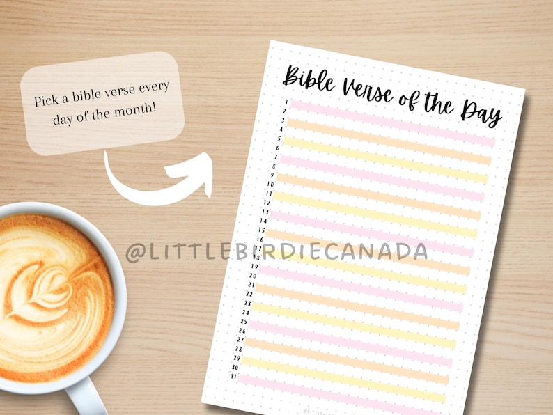 Bible Verse of the Day - PRINTABLE Journal Page - Bible Tracker - Bible ...
