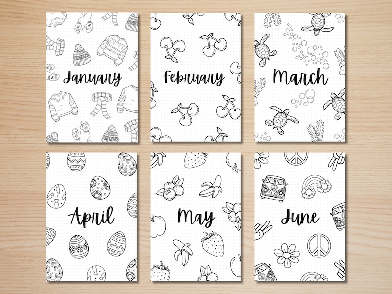 12 Month Title Pages - BUNDLE C - PRINTABLE Journal Page - Printable ...