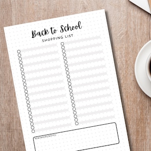 Back to School Shopping List - PRINTABLE Journal Page - Student Journal ...