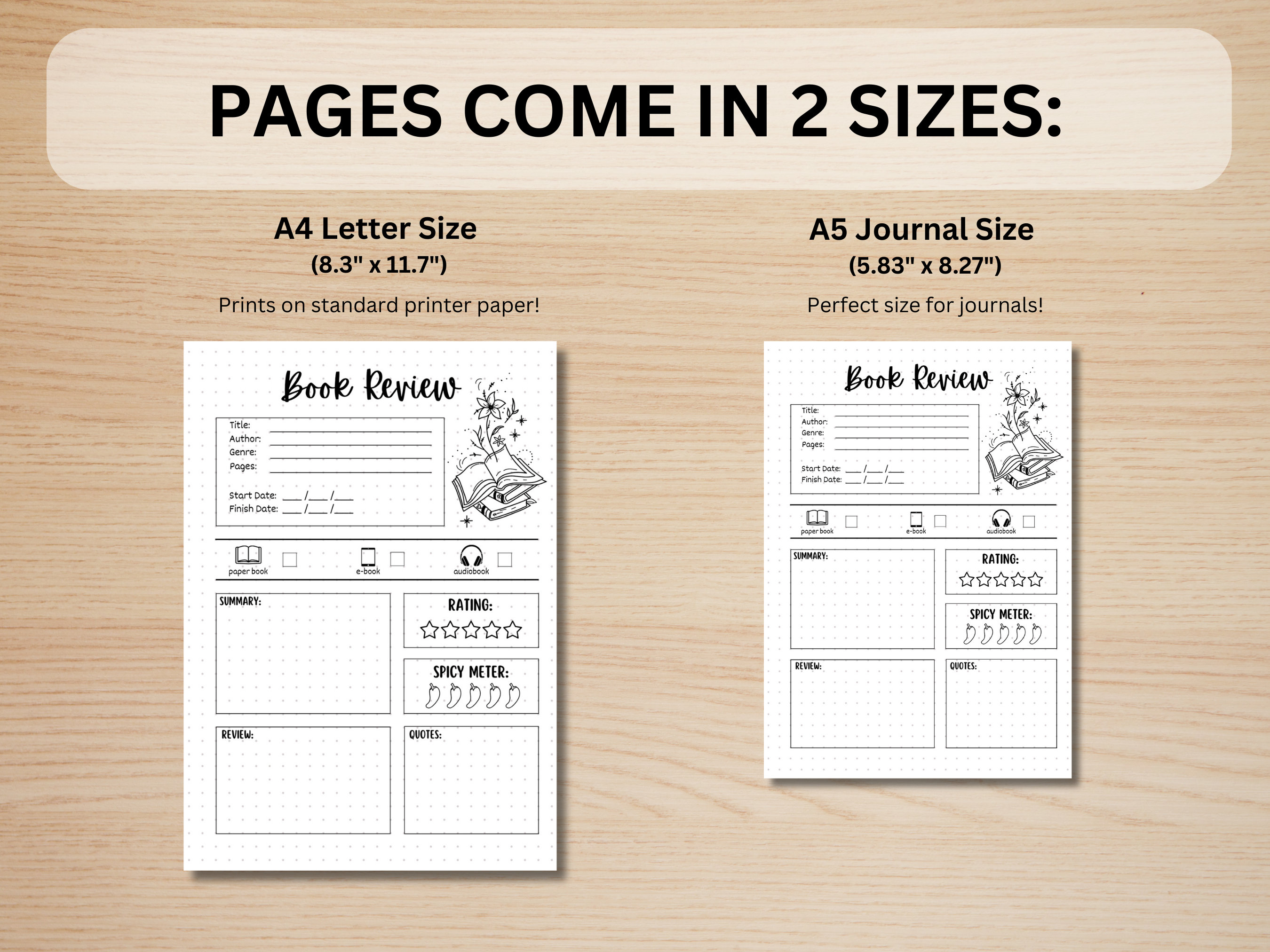 Book Review - PRINTABLE Journal Page - Planner Page - Bookclub Book ...