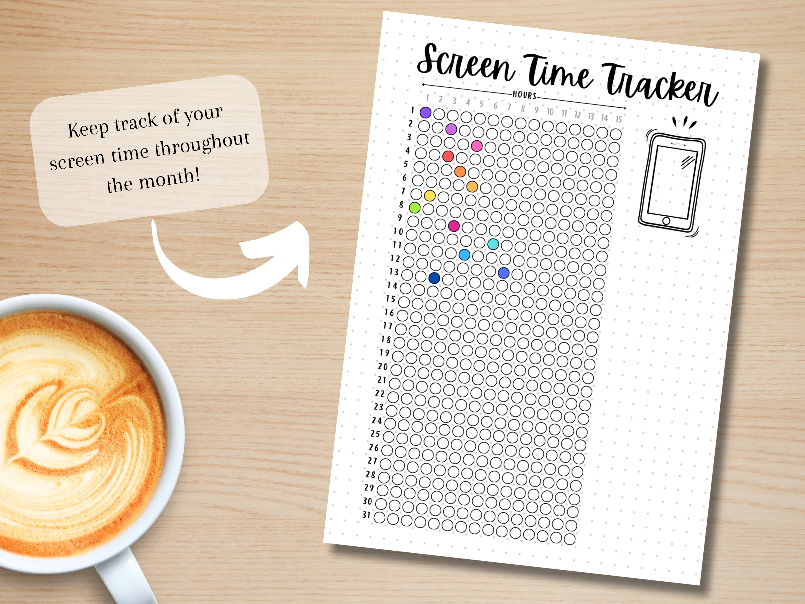 Screen Time Tracker Monthly - PRINTABLE Journal Page - Planner Page ...