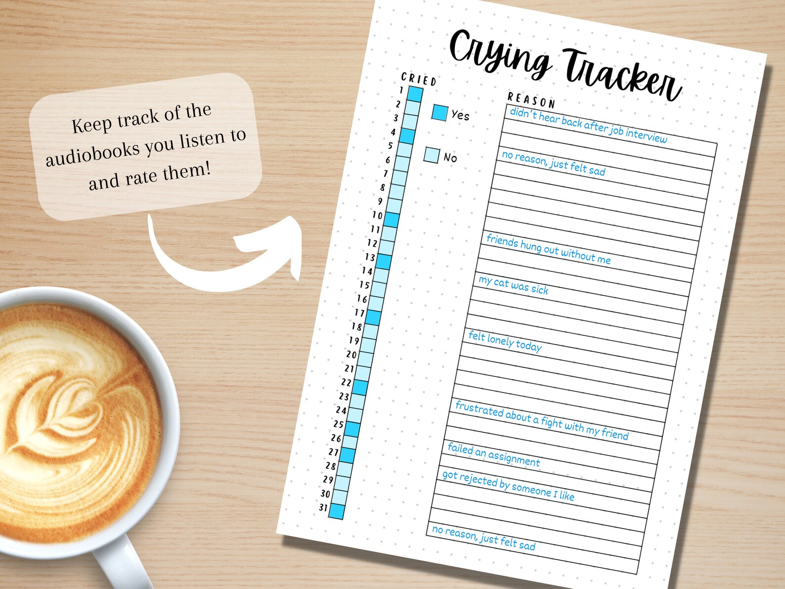 Crying Tracker - PRINTABLE Journal Page - Planner Page - Crying Log ...