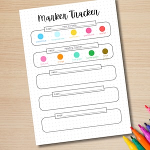 Marker Tracker - PRINTABLE Journal Page - Planner Page - Journal Color ...