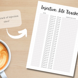 Injection Site Tracker PRINTABLE Journal Page Diabetic Tracker Diabetes ...