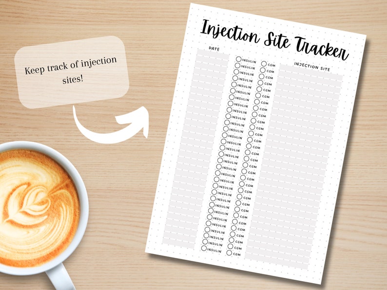 Injection Site Tracker - PRINTABLE Journal Page - Diabetic Tracker ...