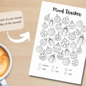 Ornament Mood Tracker - PRINTABLE Journal Page - Planner Page - Feeling ...