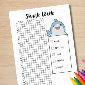 Shark Week - Period Tracker - PRINTABLE Journal Page - Planner Page ...