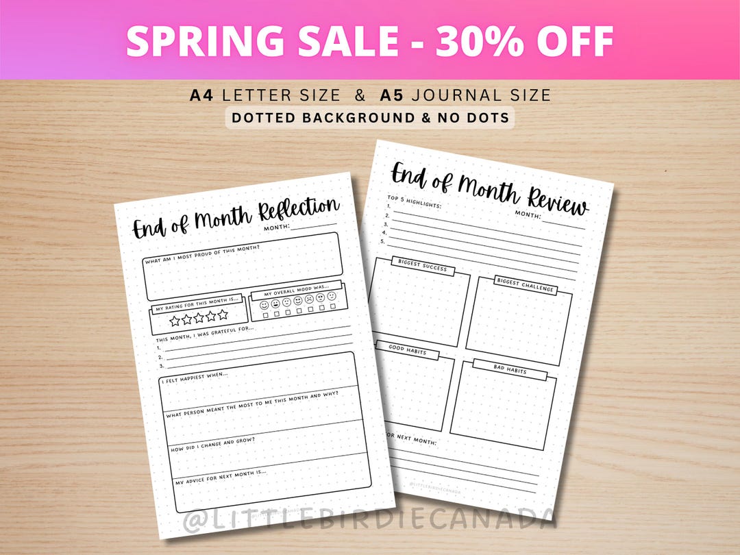 Monthly Reflection - End of Month Reflection - PRINTABLE Journal Page ...