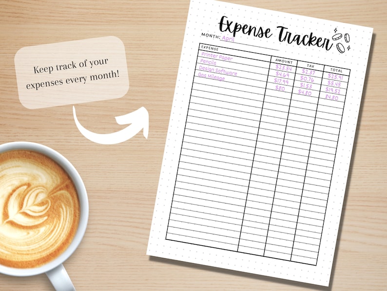Expense Tracker - PRINTABLE Journal Page - Planner Page - Spending ...