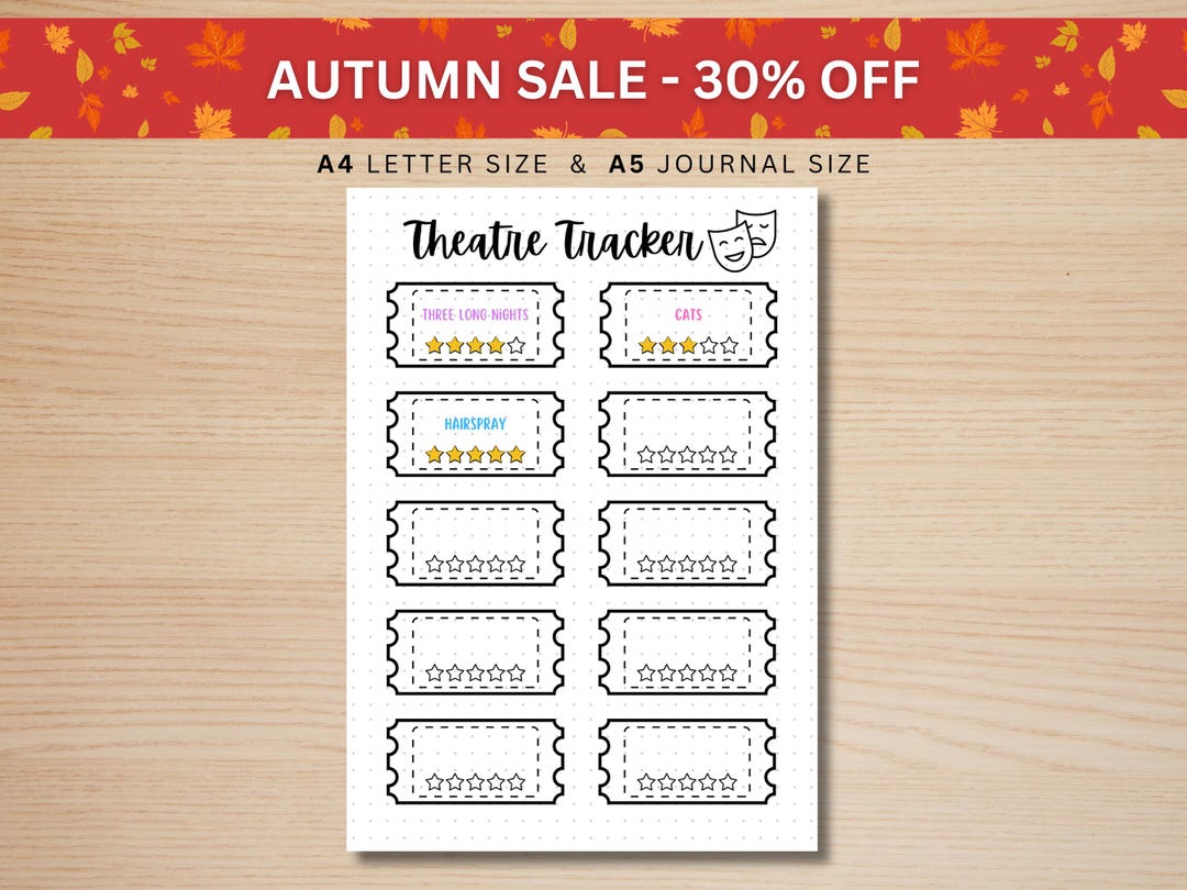 Theatre Tracker PRINTABLE Journal Page Planner Page Play Tracker ...