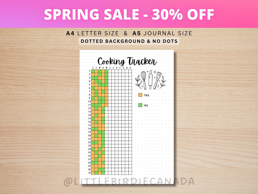 Cooking Tracker - PRINTABLE Journal Page - Planner Page - Tracking ...