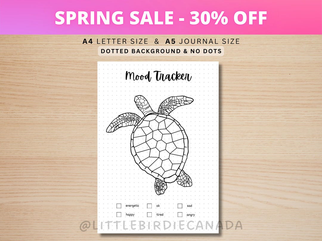 Turtle Mood Tracker - PRINTABLE Journal Page - Planner Page - Feelings ...