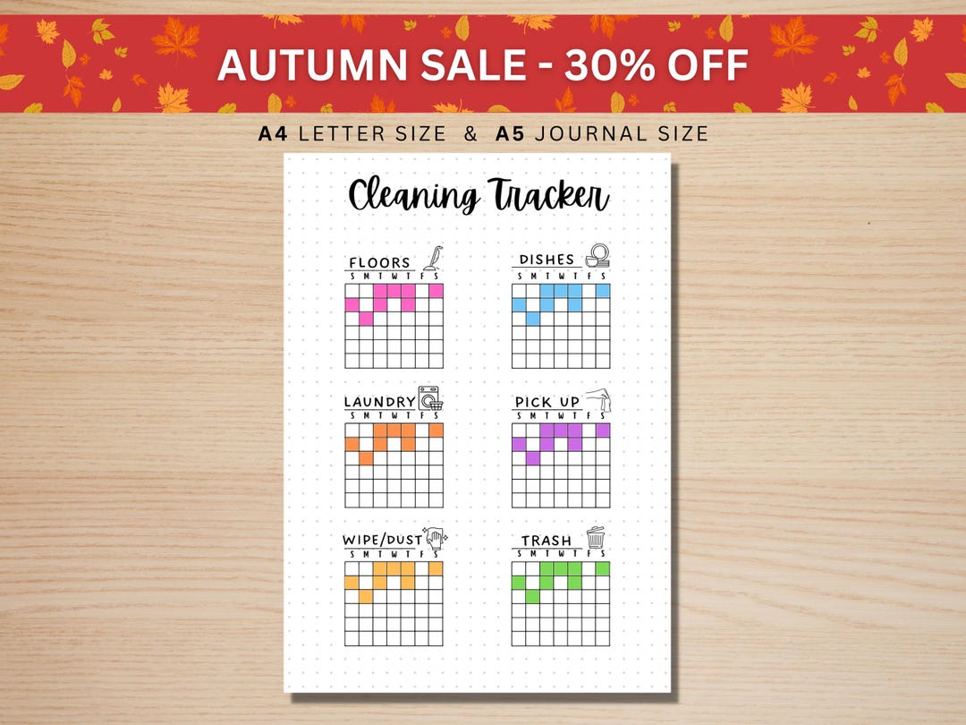 Cleaning Tracker PRINTABLE Journal Page Cleaning List Chores Tracker ...