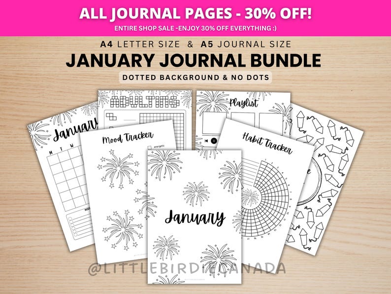 January Journal Bundle - Fireworks Theme - PRINTABLE Journal Pages ...