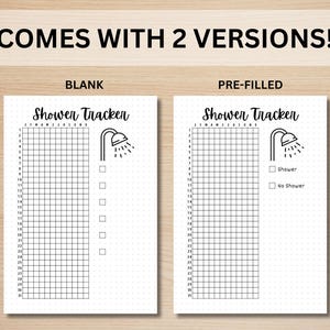 Shower Tracker - PRINTABLE Journal Page - Planner Page - Daily Tracker ...