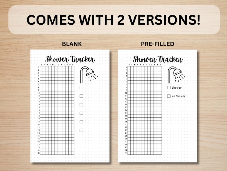 Shower Tracker - PRINTABLE Journal Page - Planner Page - Daily Tracker ...