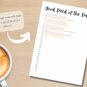 Good Deed of the Day - PRINTABLE Journal Page - Printable Planner Page ...