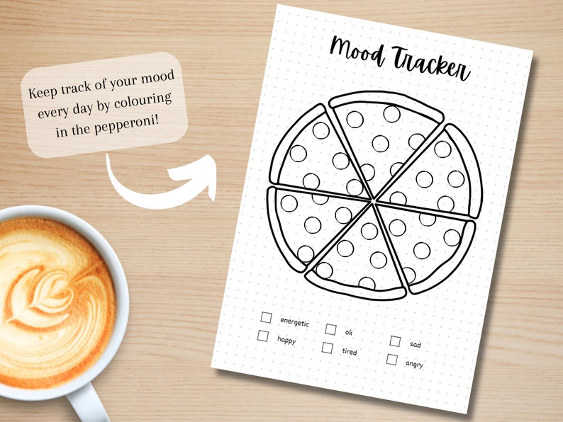 Pizza Mood Tracker - PRINTABLE Journal Page - Planner Page - Feelings ...