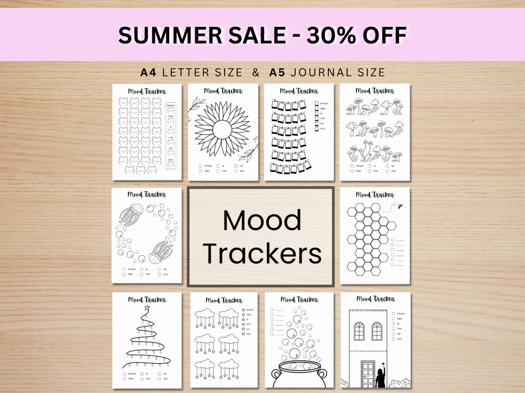Mood Trackers Bundle PRINTABLE Journal Pages Digital Planner Pages A5 ...