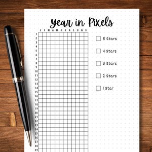 Year in Pixels - PRINTABLE Journal Page - Planner Page - Daily Tracker ...