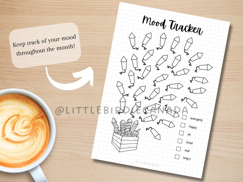 Firework Mood Tracker - PRINTABLE Journal Page - Firework Theme ...