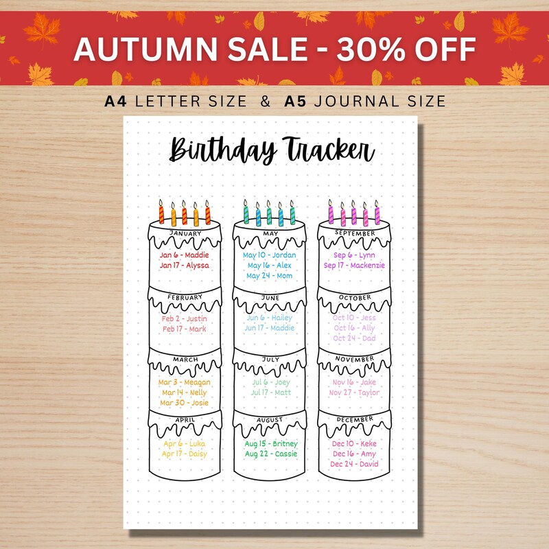 Birthday Tracker - Etsy