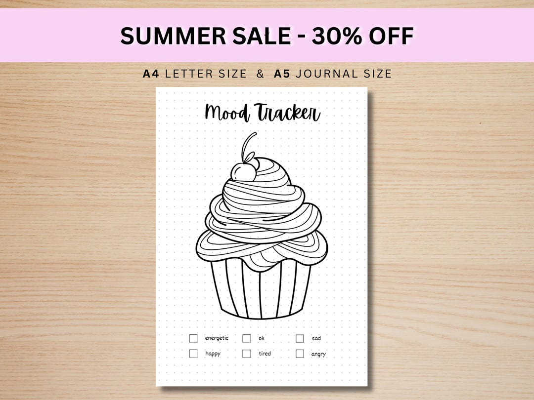 Cupcake Mood Tracker PRINTABLE Journal Page Planner Page Feelings ...