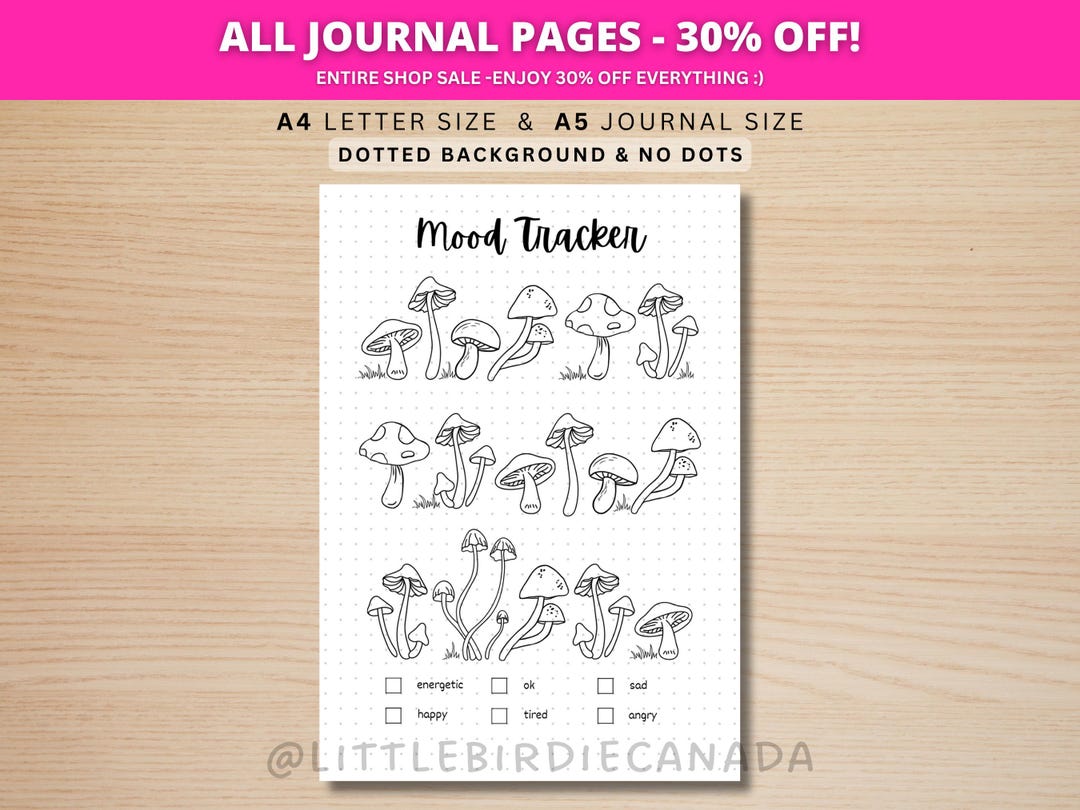 Mushroom Mood Tracker - PRINTABLE Journal Page - Planner Page ...