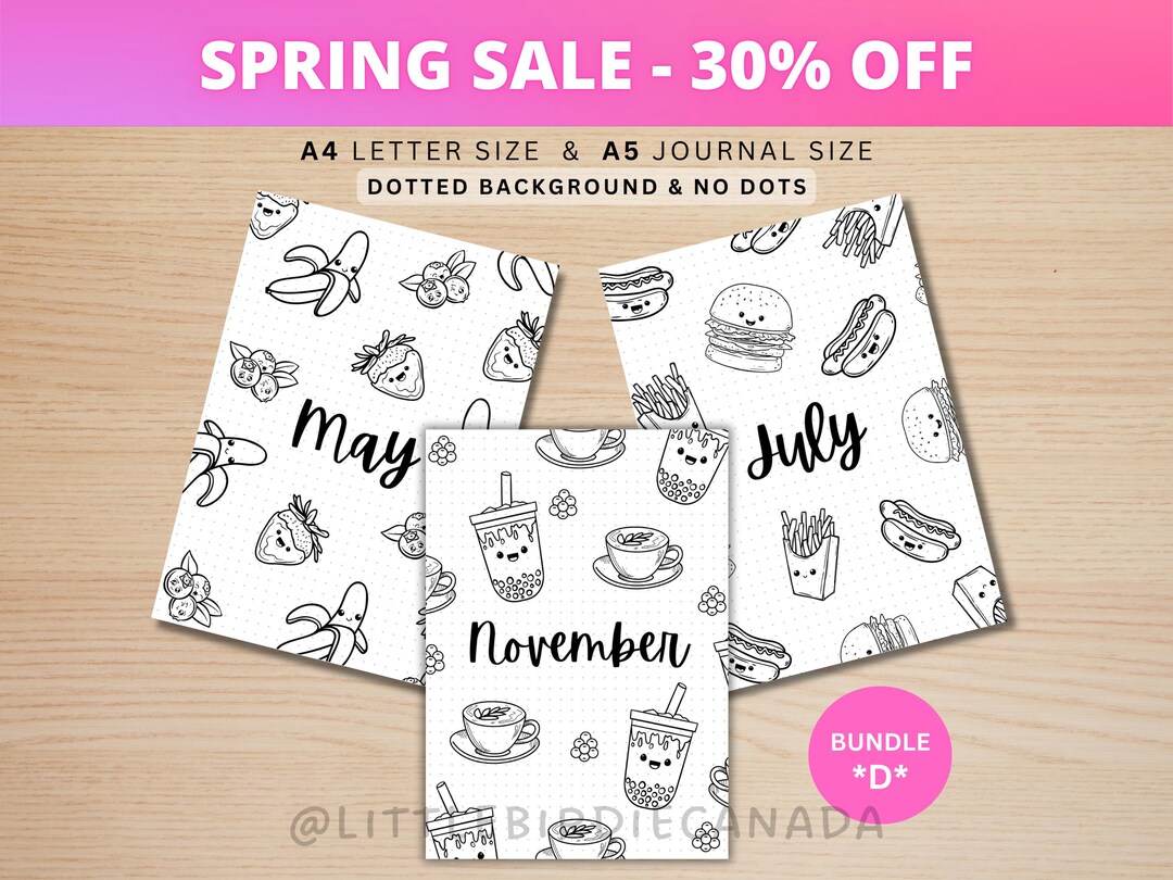 Cute Food Title Pages - BUNDLE D - PRINTABLE Journal Page - Printable ...