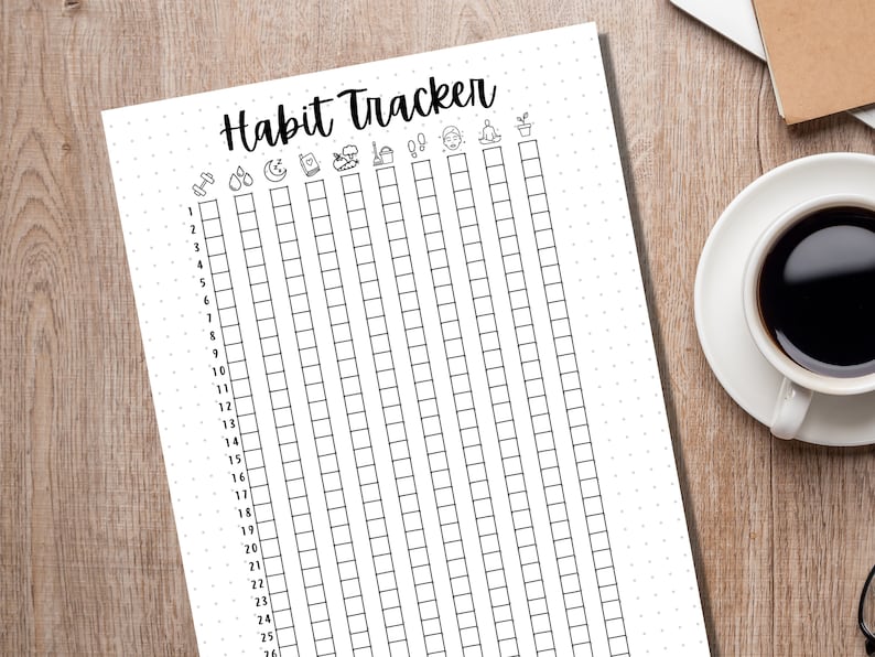 Habit Tracker - PRINTABLE Journal Page - Monthly Tracker - Monthly Goal ...