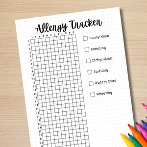 Allergy Tracker - PRINTABLE Journal Page - Track Allergy Symptoms ...