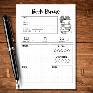 Book Review - PRINTABLE Journal Page - Planner Page - Bookclub Book ...