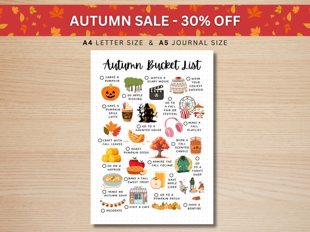 Autumn Bucket List PRINTABLE Journal Page Fall Activities Autumn ...