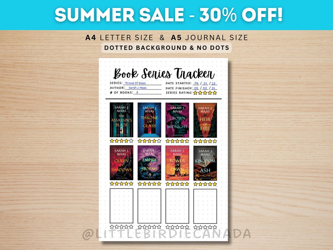 Book Series Tracker - PRINTABLE Journal Page - Planner Page - Book ...