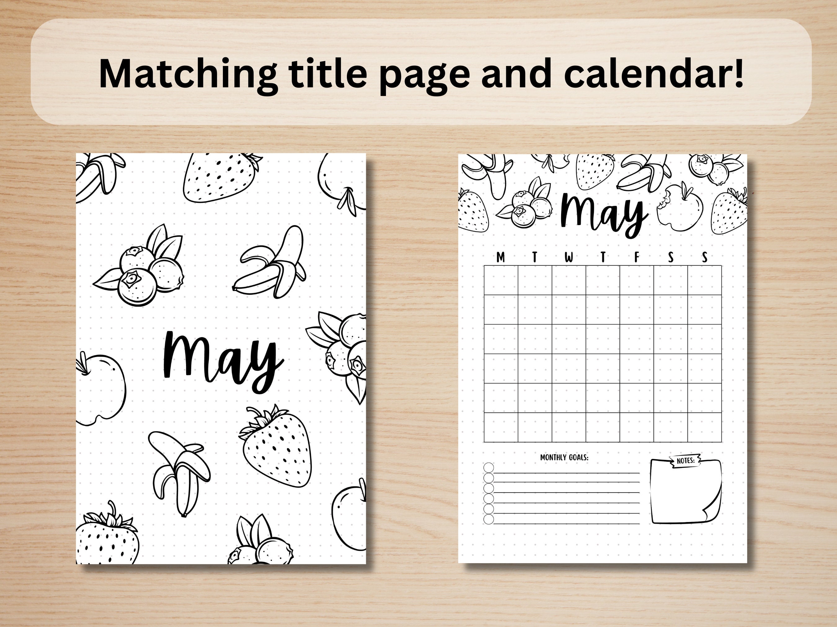 May Title Page - Fruits - May Calendar - PRINTABLE Calendar - Journal ...
