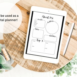 About Me Journal Page - PRINTABLE Journal Page - Info Page - Profile ...