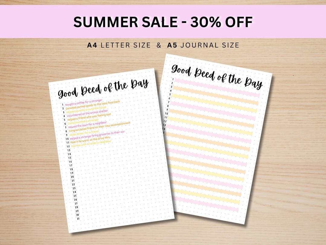 Good Deed of the Day PRINTABLE Journal Page Printable Planner Page ...
