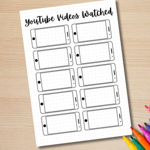 Youtube Tracker - PRINTABLE Journal Page - Planner Page - Monthly ...