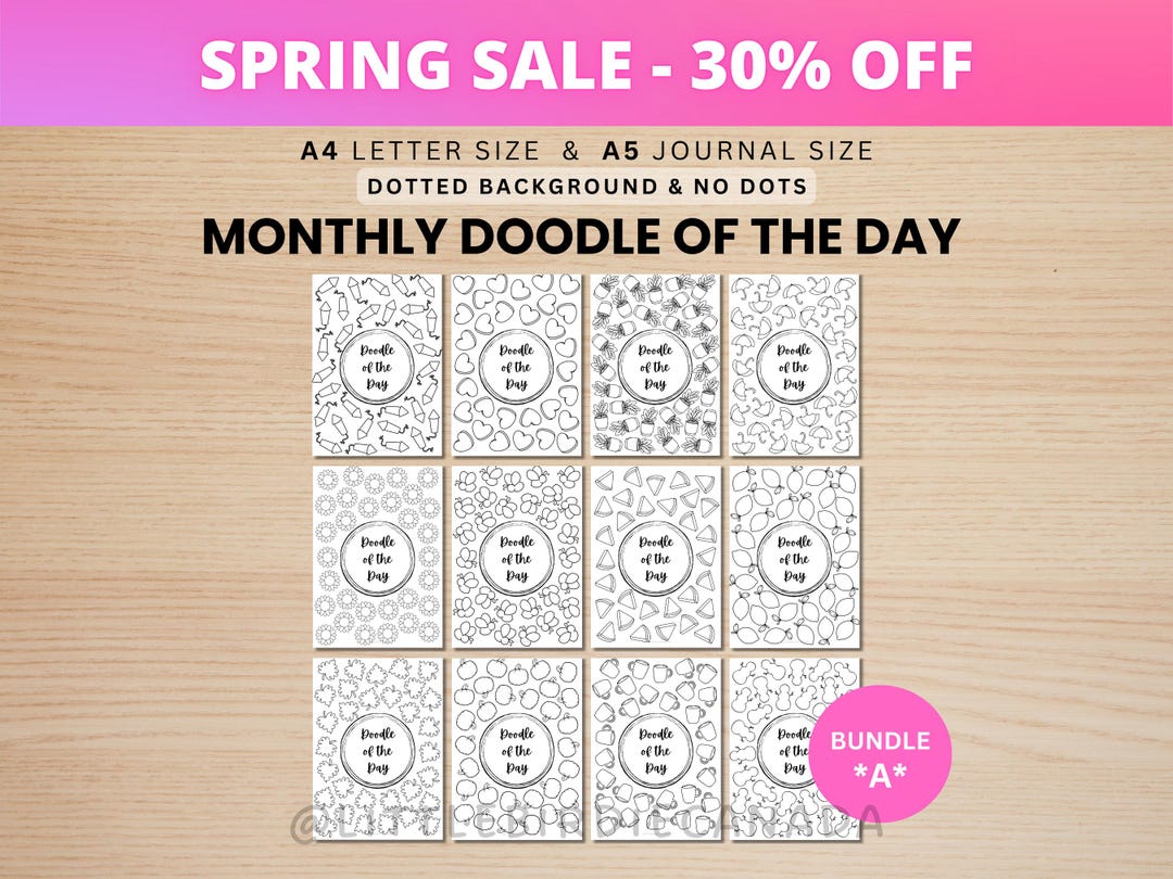 Doodle of the Day Bundle - BUNDLE A - PRINTABLE Journal Pages - Digital ...