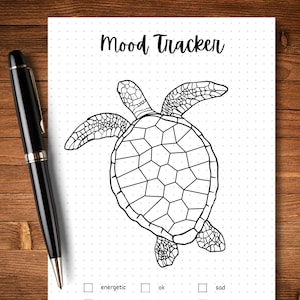 Turtle Mood Tracker - PRINTABLE Journal Page - Planner Page - Feelings ...