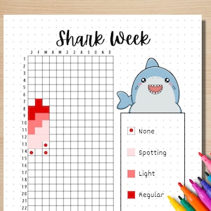 Shark Week Period Tracker PRINTABLE Journal Page Planner Page Ovulation ...